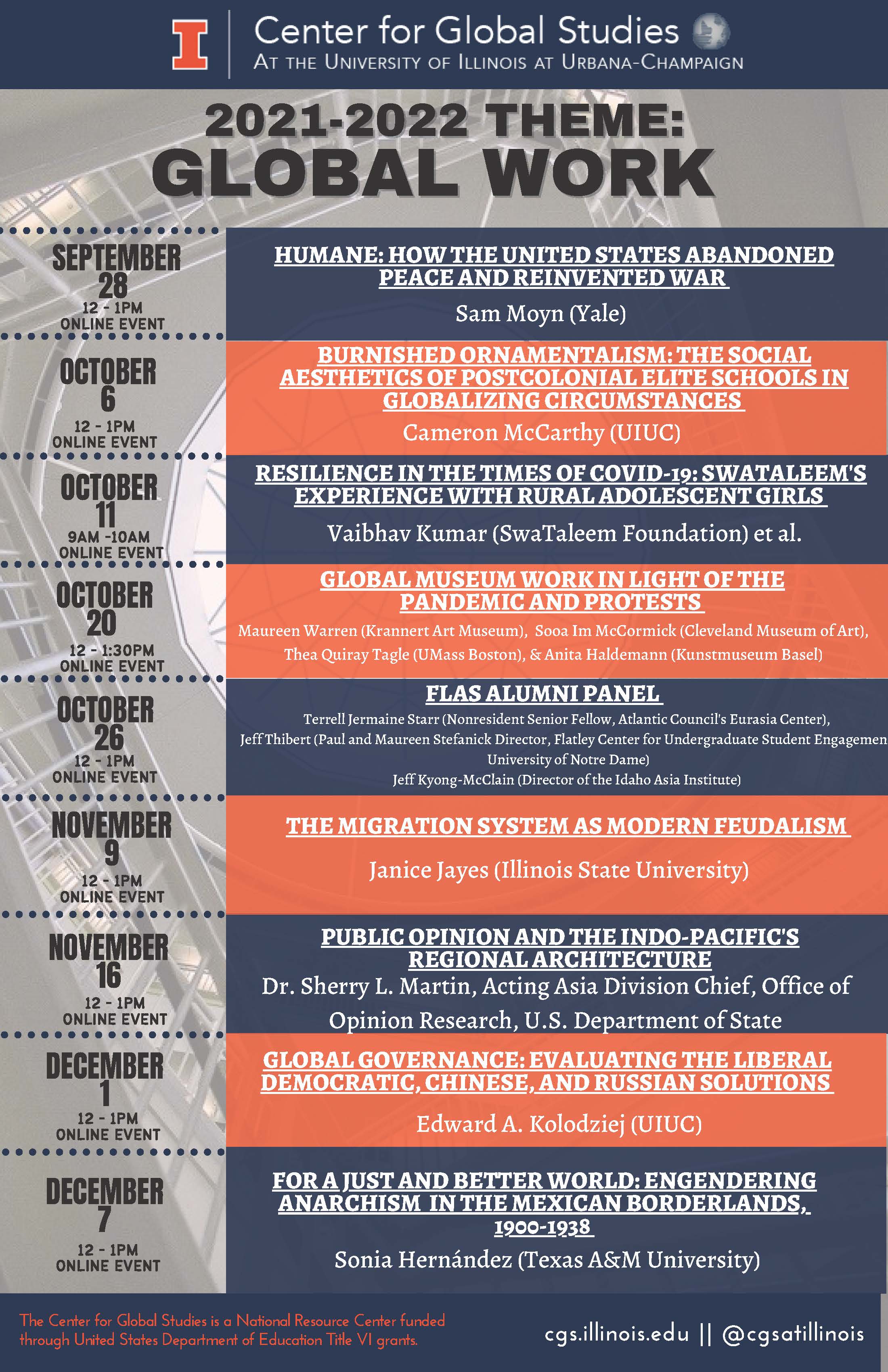 CGS Fall 2021 Program Schedule | Center for Global Studies | Illinois